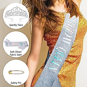 Chanaco Birthday Sash Birthday Crowns for Women Birthday Queen Sash Birthday Crown Tiaras for Women Silver Happy Birthday Decorations Birthday Gifts