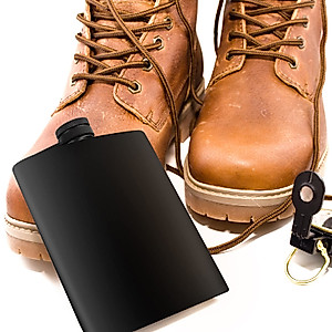 Hip Flasks for Liquor for Men 8 oz 12 Bulk with Funnel Set Black Matte Metal Stainless Steel for Drinking Whiskey Alcohol Groomsmen (Black Matte Cap)