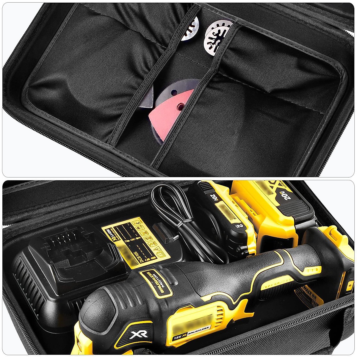 Case Compatible with DEWALT 20V MAX XR Oscillating Multi-Tool DCS354B/ DCS356B, Large Carrying Storage Box Fits for DEWALT 20V MAX XR Battery & Charger,Blades,Sanding Pads and Accessories (Box Only)