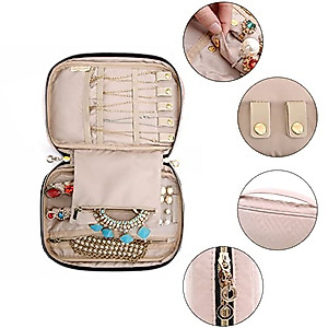 BAGSMART Jewelry Organizer Case Travel Jewelry Storage Bag for Necklace, Earrings, Rings, Bracelet, Soft Pink