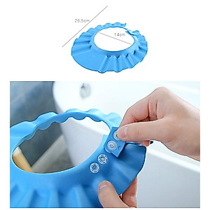 RDFGAWTCS Baby Shower Cap Silicone Bathing Hat, Adjustable Shower Cap Infants Soft Protection Hat Safety Visor Cap Hat for Toddler Kids (Blue)