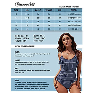 Blooming Jelly Womens One Piece Bathing Suit Tummy Control Swimwear Ruffled Vintage Swimsuits (X-Large, Dusty Blue)