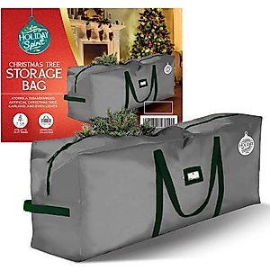 HOLIDAY SPIRIT Christmas Tree Storage Bag - Heavy-Duty Christmas Tree Bag with Durable Reinforced Handles and Zipper, Waterproof Storage Bag Protects from Moisture and Dust (Fits a 7.5FT Tree)