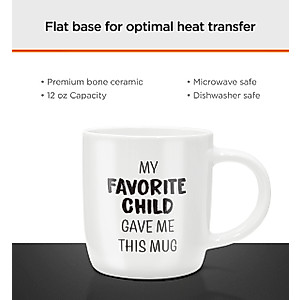 GALVANOX Coffee Mug with Electric Warmer, Gift for Mom or Dad with Heated Base - Great for Coffee Lover Parent, Birthday, Christmas, My Favorite Child Gave Me This Mug (12oz) Gift Boxed