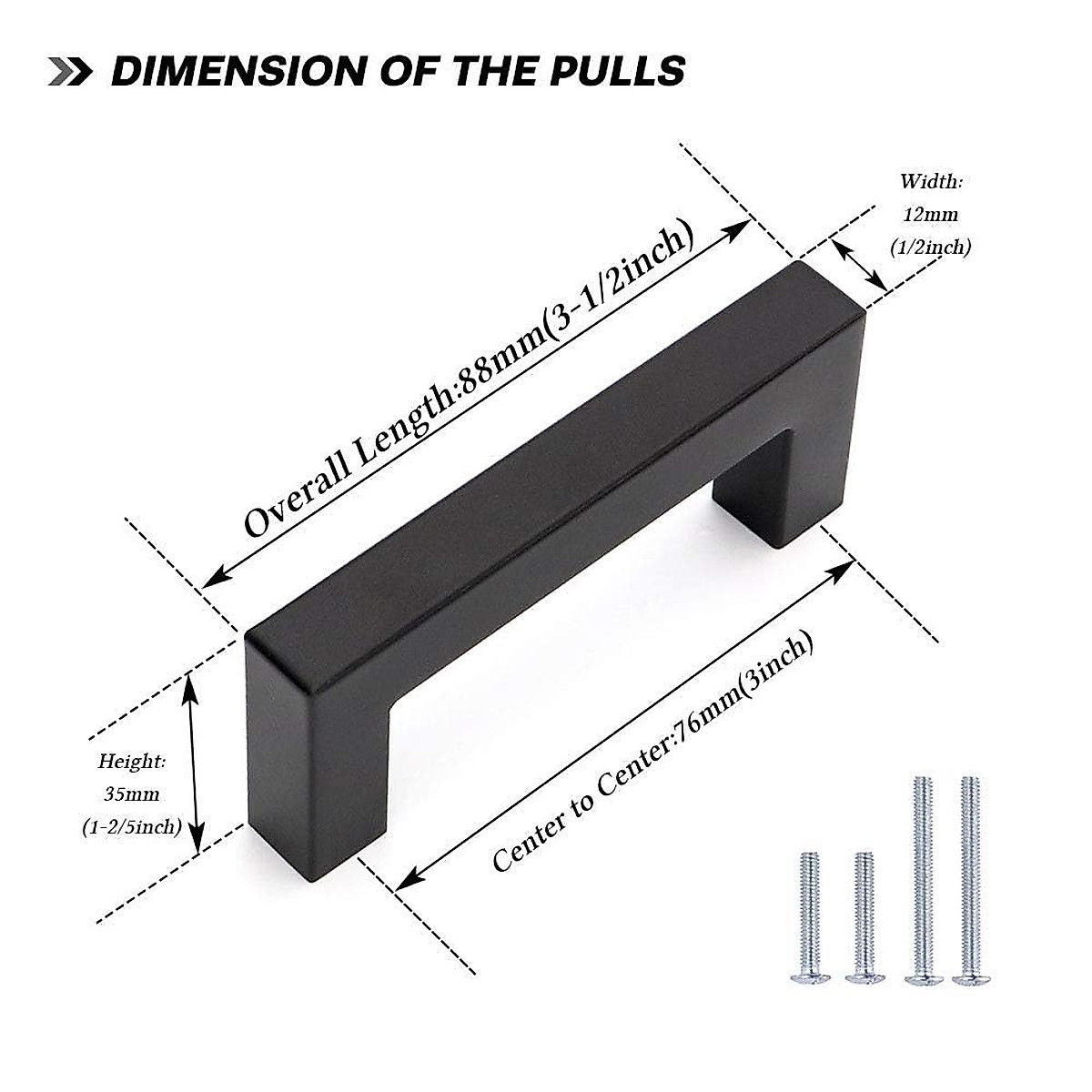 Goldenwarm 10 Pack Black Square Bar Cabinet Pull Drawer Handle Stainless Steel Modern Hardware for Kitchen Bathroom Cabinets Cupboard,Center to Center 3in (76mm) Modern Matte Black Drawer Pulls