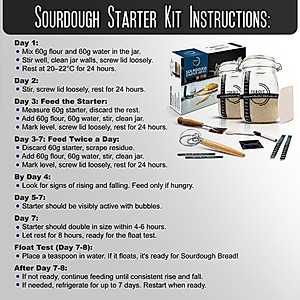 TEROIT Sourdough Starter Kit, Sourdough Bread Baking Supplies - 2PCS Sourdough Starter Jar, Bread Lame, Bread Whisk, Dough Scraper, Air Tight Lid - Delightful Gift for Home Cooks