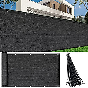 6'x50' Privacy Screen Fence, Cover Fabric Shade Tarp Netting Mesh Cloth - Commercial Grade 170 GSM, Fencing Mesh Shade Net Cover for Wall Garden Yard Backyard Indoor Outdoor Home Decoration(Black)