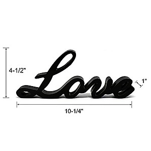 CVHOMEDECO. Black Wooden Words Sign Free Standing Love Desk/Shelf/Home Wall/Office Decoration Art, 10-1/4 x 4-1/2 x 1 Inch
