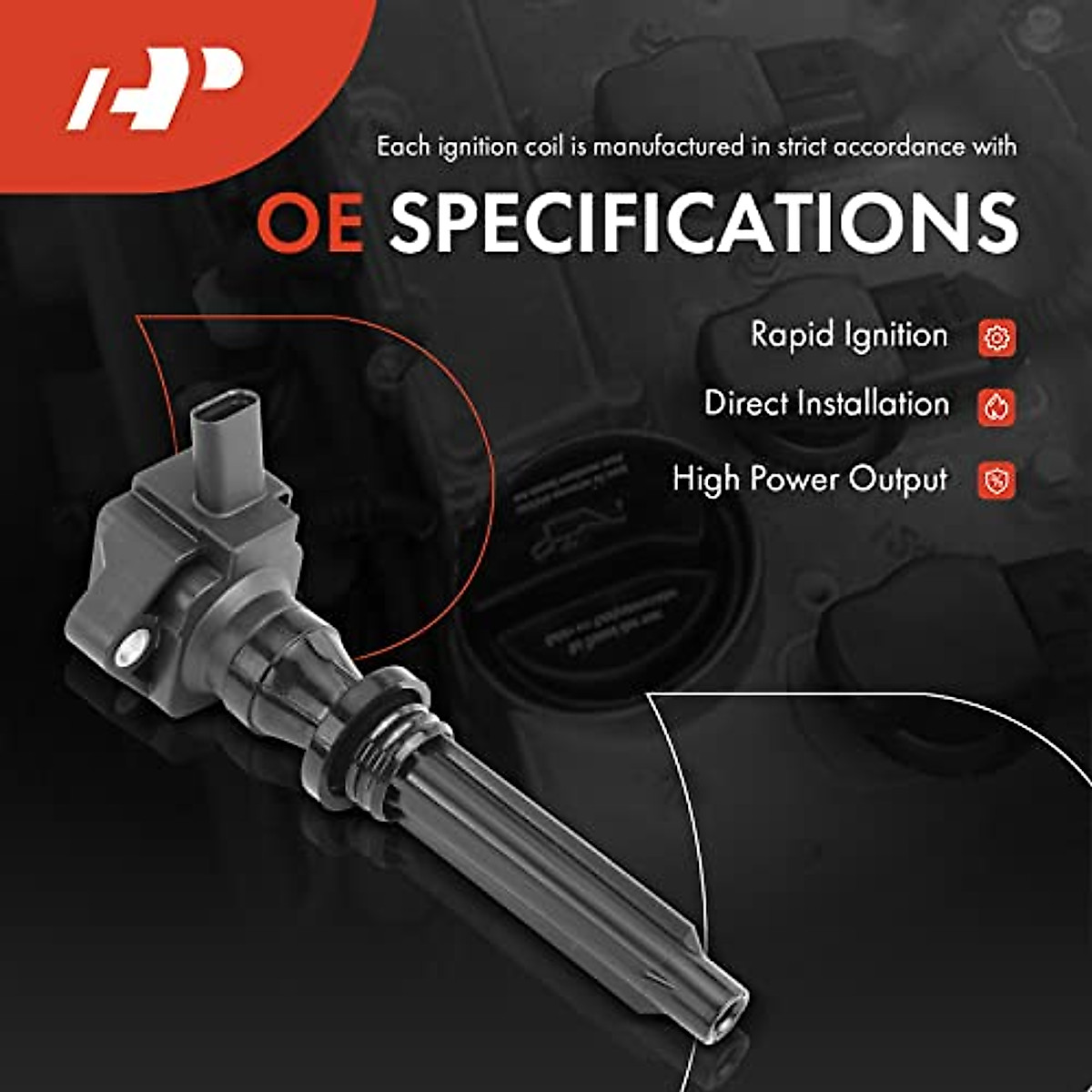 A-Premium Ignition coil Packs Compatible with Jaguar F-Pace 2017-2020, F-Type 2014-2021, XE 2017-2019, XF 2013-2019, XJ 2013-2019, 3.0L, 6-PC Set