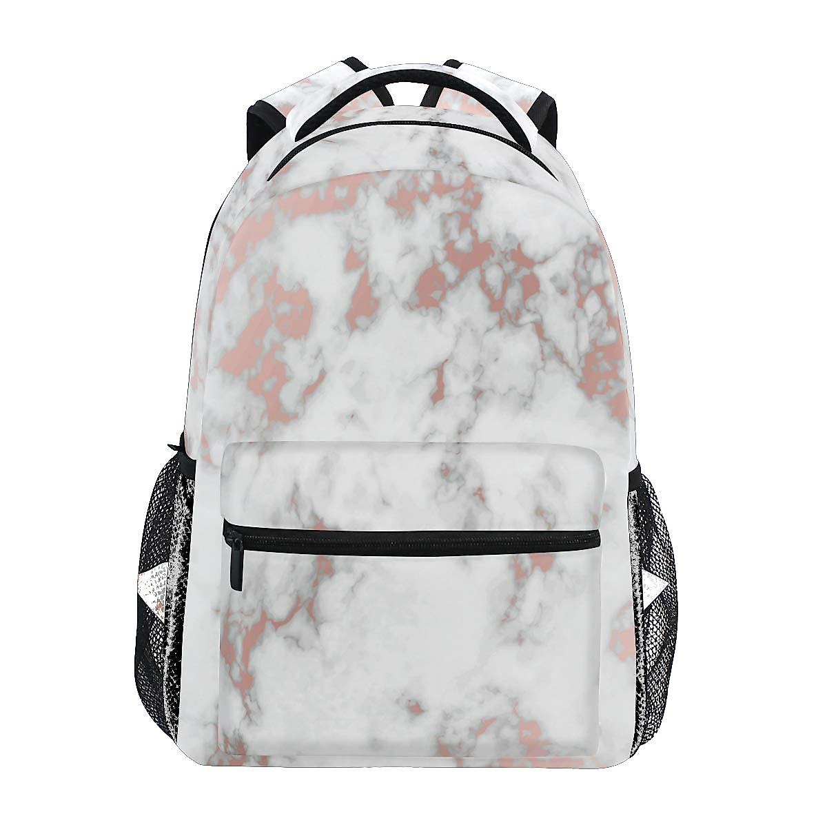 Cute Rose Golden Marble Girls Backpacks for Elementary School Bookbag 3rd 4th 5th Grade One Size