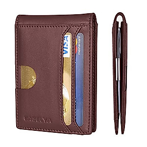 Cagelya Money Clip Wallet for Men Leather Mens Wallets Slim Minimalist Wallet for Men Bifold Mens Wallets Rfid Blocking Front Pocket Wallet with 13 Slots Credit Card Holder Gifts for Boyfriend Father