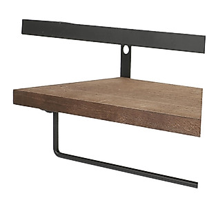 Cabilock 2pcs Metal Wall Kitchen Shelves Wooden Storage Shelf Wall Mounted Storage Rack Brown Wall-Mounted Shelf