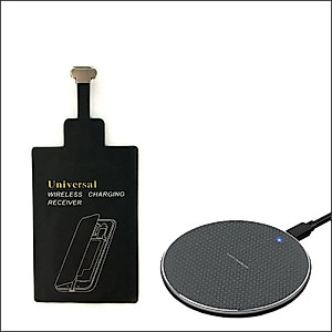 Wireless Charger PAD+External Receiver U01 for Samsung Galaxy A12 A22 A32 A42 A52 A72 4G 5G Black
