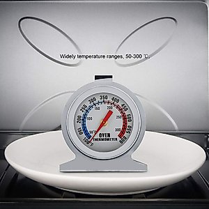 Stainless Steel Pointer Dial Oven Thermometer Instant Read Extra Large Dial Clearly Display Shows Marked Temperatures for Home Kitchens Cooking with Hook