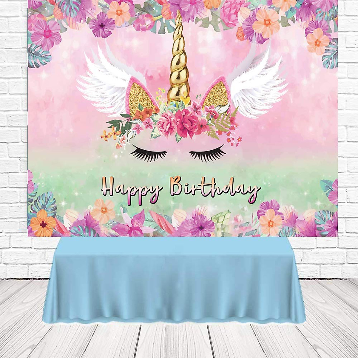 LTLYH 7x5FT Unicorn Birthday Backdrop Unicorn Birthday Decorations for Girls Unicorn Photo Backdrop Unicorn Banner Supplies Studio Props A054