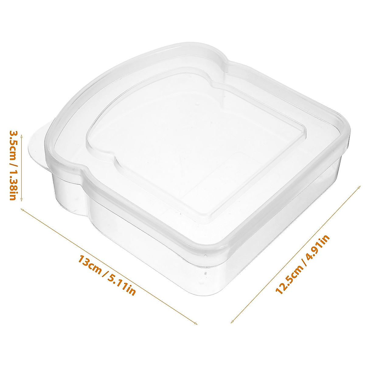 WRITWAA 5PCS Clear Sandwich Container Set, Toast Shape Meal Prep Storage Box with Lids, Ideal for Lunch Boxes & Snack Organization