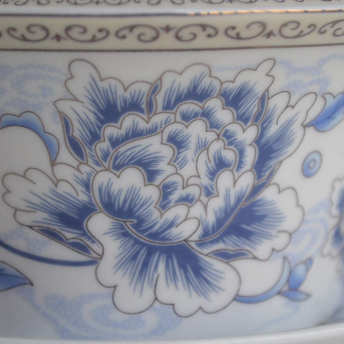 Eplze YBK Tech 10oz Large Gaiwan, Porcelain Kung Fu Tea Cup with Saucer and Lid, Chinese Traditional Gaiwan, Sancai Tea Bowl (4#)