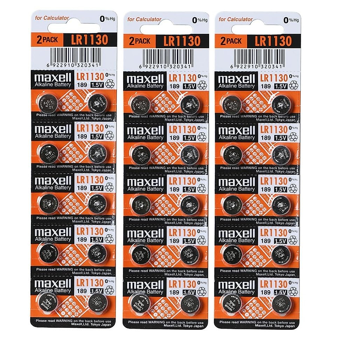 Maxell Watch Battery Button Cell LR1130 AG10 Pack of 30 Batteries New Hologram Package
