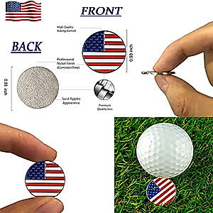 Golf Gloves Men Right Handed Golfer Left Hand with Ball Marker 2 Pack Leather Breathable Comfortable Weathersof Grip Size Small Medium ML Large XL (White&USA Flag, Large(Worn on Left Hand))