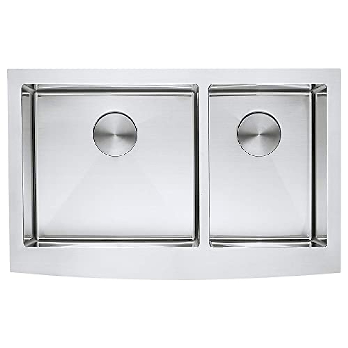 ZUHNE Stainless Steel Double Basin Farmhouse Sink 60/40 (33-Inch Curved Apron Front)