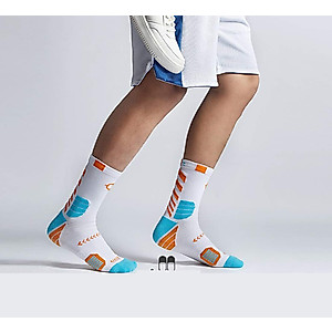 YWSLRC 5 Pairs Men's Athletic Crew Socks Performance Thick Cushioned Sport Basketball Running Training Compression Sock