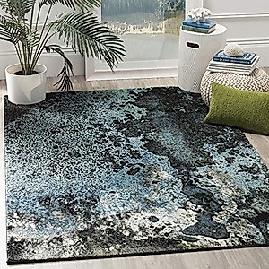 SAFAVIEH Glacier Collection 5'3" x 7'6" Blue/Multi GLA124B Modern Abstract Non-Shedding Living Room Bedroom Dining Home Office Area Rug