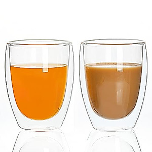 [4-Pack,12Oz] Glass Cups, Double Walled Thermo Espresso Glasses, Insulated Coffee Mugs, Drinking Glasses