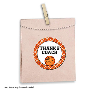 Basketball Team Coach Appreciation Thank You Sticker Labels, 40 2" Party Circle Stickers by AmandaCreation, Great for Envelope Seals & Gift Bags