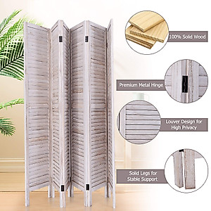 Happygrill 6-Panels Wooden Room Divider Folding Privacy Room Dividers Screen for Home Office, 5.5 Ft Tall
