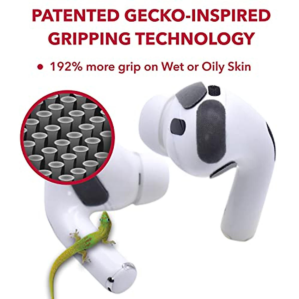Setex Gecko Grip Anti-Slip Grip Pads Designed for Apple AirPods Pro Gen 2 [Fits in Charging Case] Maximum Sweat Performance (12 Pads)