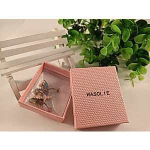 WASOLIE 3PCS 14G Stainless Steel Belly Button Rings Colorful Navel Ring Pack Long Rings For Women.