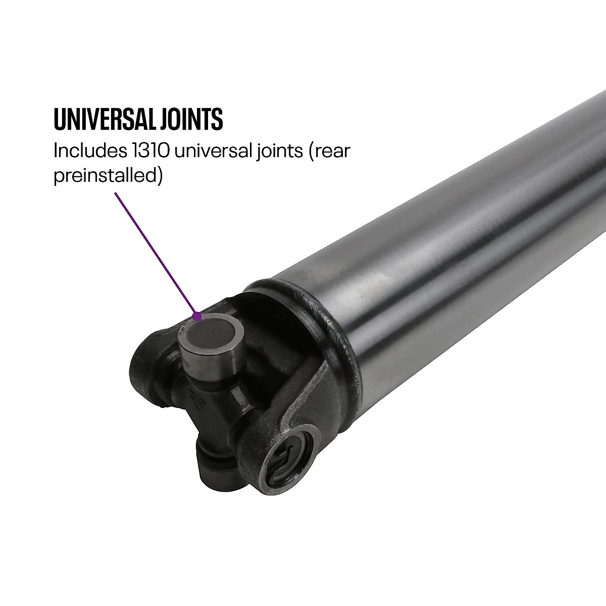 Speedway Motors U-Weld-It Custom Steel Driveshaft Kit, 1310 Universal Joints Series, 3 Inch O.D., 50 Inch Length of Tubing, Includes GM 27 Spline Slip Yoke