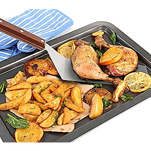 8” Extra-Large Sturdy Stainless Steel Spatula with Strong Wooden Handle – Professional Food Flipper Scraper for Grilling, Cooking, Baking Cakes & Cookies for Your Home Kitchen and Restaurants