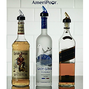 AmeriPour - Measured Pourer - Liquor Bottle Pourers - Collared - (3pk) Made 100% In The USA. Bar Spouts That Don't Leak - No Cracks, Just A Perfect Cocktail Pour Everytime. Great for Wine Too! (1oz)