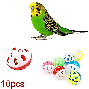 10pcs Hollow Rolling Bell Ball Plastic Parrot Cat Kitten Toy Bird Toy for Parakeet Cockatiel Parrot Chew Cage Fun Toys