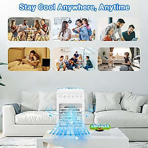 Portable Air Conditioners, 3-IN-1 Mini Air Conditioners,180 ° oscillation with 4 Wind Speed Air Cooler, 7 LED Light AC Unit, Large Water Tank Portable AC for Room/Living room/Classroom/Office/Garage