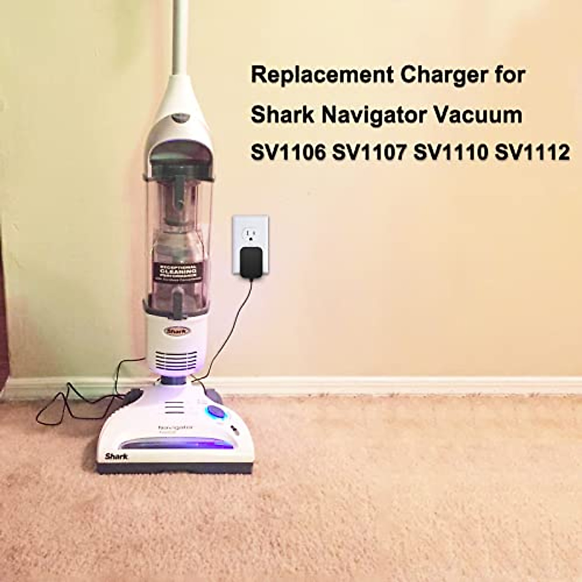 Charger for Shark SV1106 Navigator Freestyle Upright Cordless Stick Vacuum, Shark SV1112 SV1107 SV1110 XBT1106N 14.4V Battery Vacuum Replacement Shark Vacuum Charging Adapter XA1106 XA1100