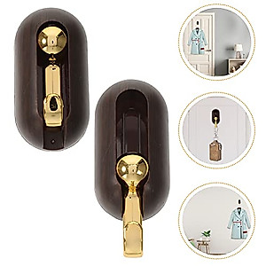 Angoily Wall Hooks 4pcs Self Adhesive Swivel Coat Hooks Decorative Sticky Hooks Kitchen Towels Hooks Clothes Hangers for Hanging Coats Clothes Hat Keys Purse Light Brown