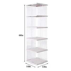 ZXFWRJDJ Rotating Bookshelf Tower, 360 Display Spinning Bookshelf,Small Corner Bookshelf for Small Space,Suitable for Bedrooms, Living Looms, Offices, and Study Rooms (White，5 Tier, 14x14x66
