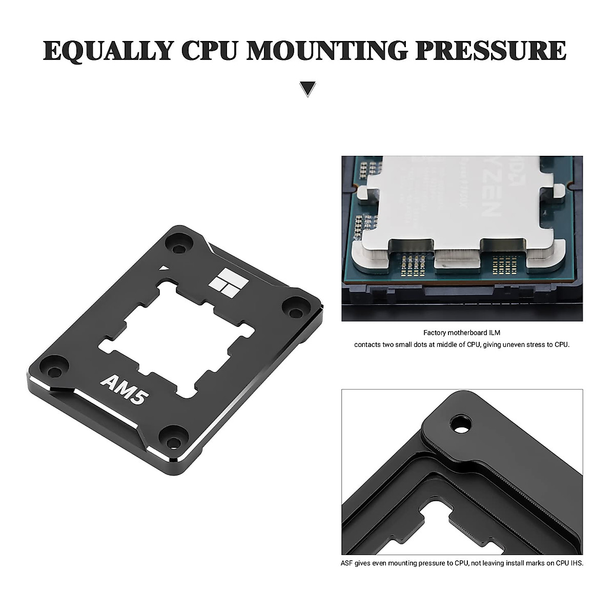 Thermalright ASF-Black AM5 CPU Holder, Corrective Anti-Bending Fixing Frame, AM5 Full-fit Fixed Non-Marking Mounter, AM5 Anti-Bending Contact Frame, CPU Cooler Standard