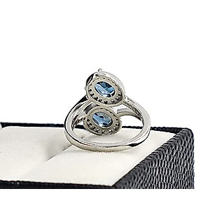 925 Sterling Silver Natural 7X5 MM Oval Cut London Blue Topaz Gemstone Solitaire Ring Women Jewelry December Birthstone Promise Ring For Love and Friendship Gift (Rose Gold Rhodium Plated Silver, 11)