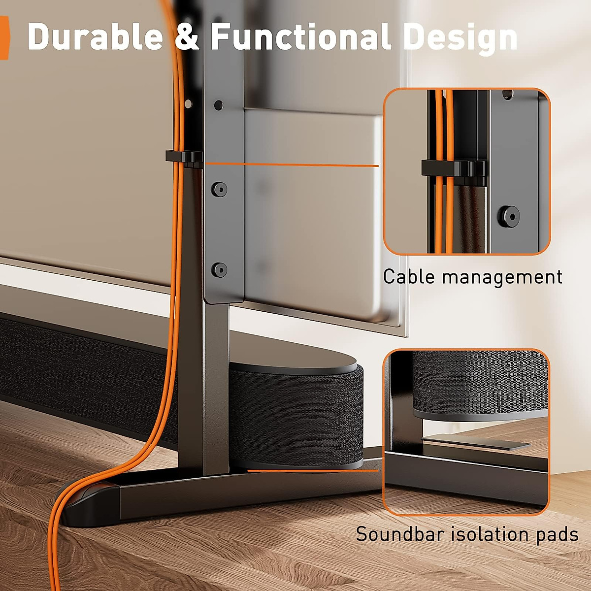 Perlegear TV Stand Steel TV Legs for Most 37–82 Inch Flat or Curved TVs up to 110 lbs, Height Adjustable TV Feet Suitable for Soundbar, Universal Tabletop TV Stand Base Max VESA 800 x 500mm, PGTVS20