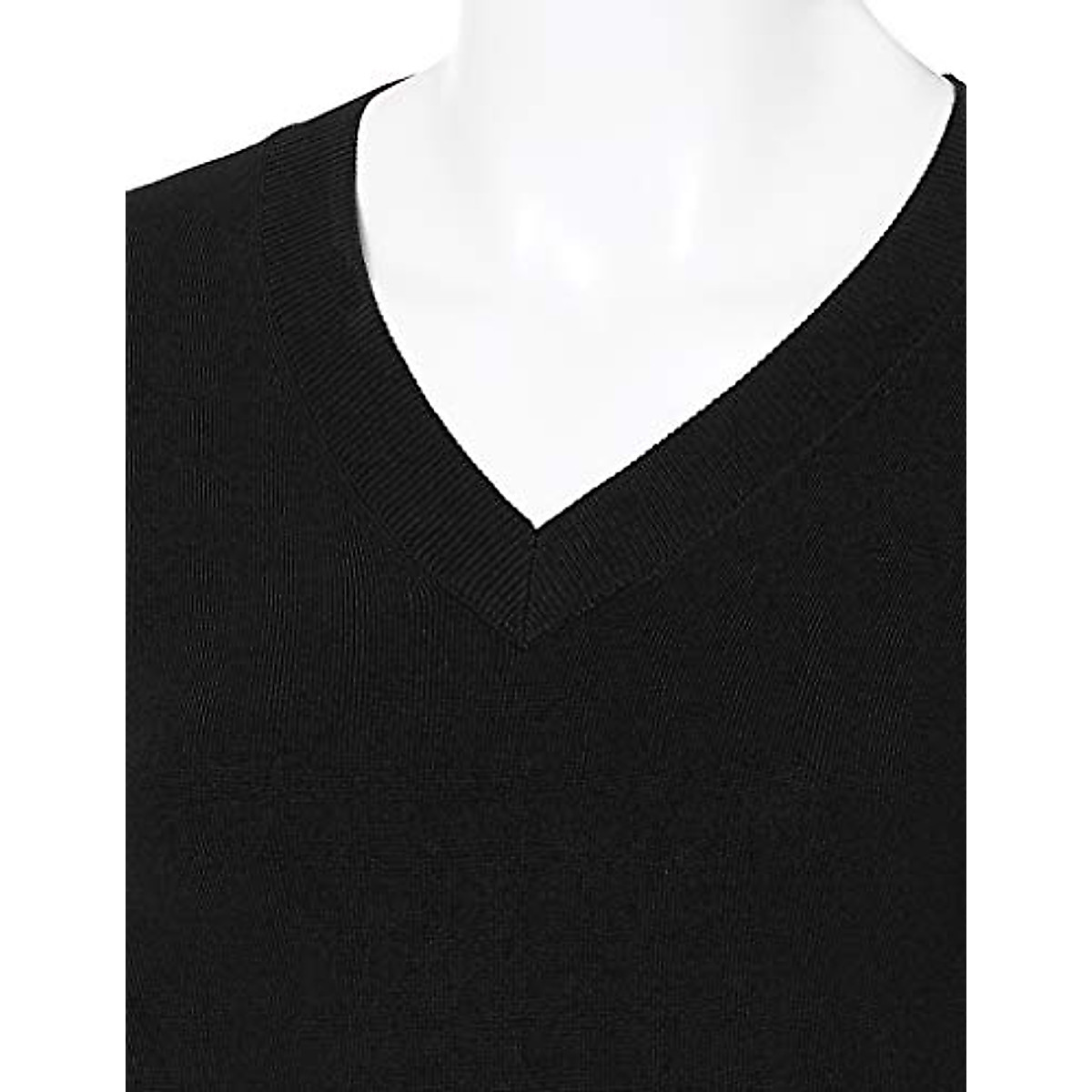 JSCEND Women's V-Neck Long Sleeve Solid Basic Soft Stretch Pullover Knit Sweater Black L