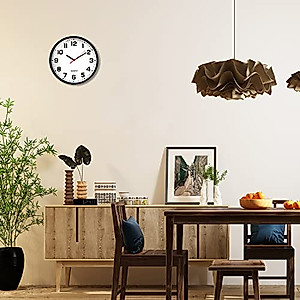 Wall Clock 9 Inch Battery Operated Silent Non-Ticking Wall Clock Modern Quartz Design Decorative Indoor Kitchen Office White