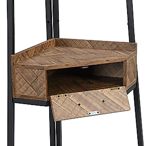 72.64'' Tall Corner Shelf with Drawers - Industrial Style Bookcase 4-Tier Black Bookshelf Multi-Tiered Corner Shelving Unit - Storage Cabinet with Drawers for Organizing Space in Any Room