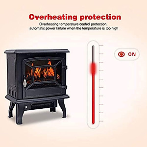 VOMKR Large Electric Stove Fires Freestanding, Portable Electric Stove Heater Fireplace, Electric Fire with 3D Log Wood Burning Flame Effect & 2 Heat Settings (Color : Red)