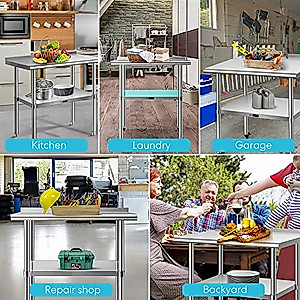 VIVOHOME 24 x 30 Inch Stainless Steel Work Table with Backsplash, Food Prep Commercial Table with Wheels for Restaurant, Hotel, Home and Warehouse