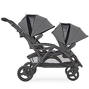 Contours Options Elite V2 Convertible Lightweight Tandem Double Baby Stroller & Toddler Stroller, Reversible Easy-Lift Seats, Spacious Seating, Height Adjustable Handle, Standing Fold - Charcoal Gray