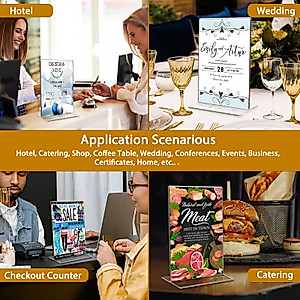 HUANGXIN 5 x 7 Inch Acrylic Clear Sign Holder 15 Pack Table Menu Display Double Sided Clear Poster Stand Frame Shelf Picture Flyer Signs Holders for Office Store Restaurant Hotels Vendor Events