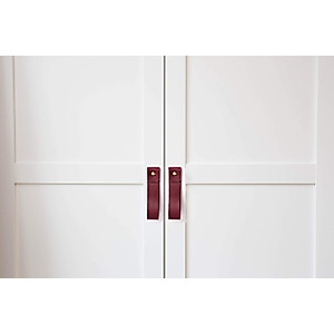 KEYAIIRA - Medium Leather and Brass Drawer Pull - Leather Closet Door Pulls for Kitchen cabinets knobs gold hardware furniture knobs and handles rustic home decor Minimal